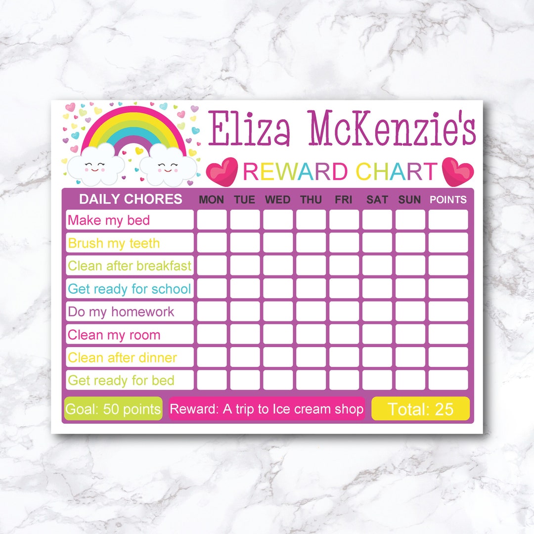 Rainbow Reward Chart: Editable Chore Chart (digital Download) - Etsy