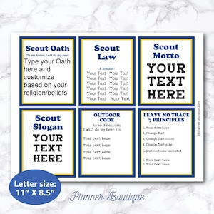 Scout Flashcards Editable Printable Boy Den Leader Instant Download ...