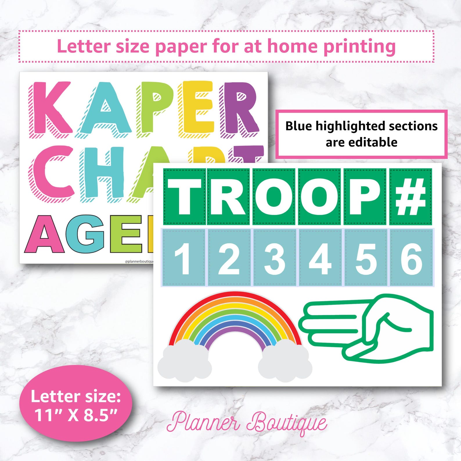 Multi-level Kaper Chart: Editable Troop Leader Meeting Display (instant ...