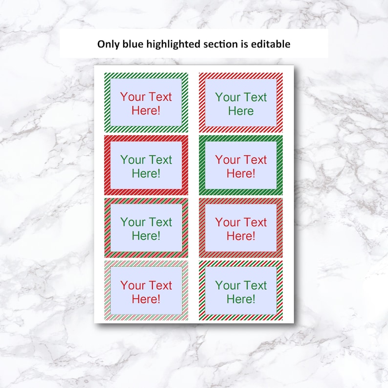 Editable Christmas Gift Tag Template, Printable Holiday Labels (digital Download) - Etsy