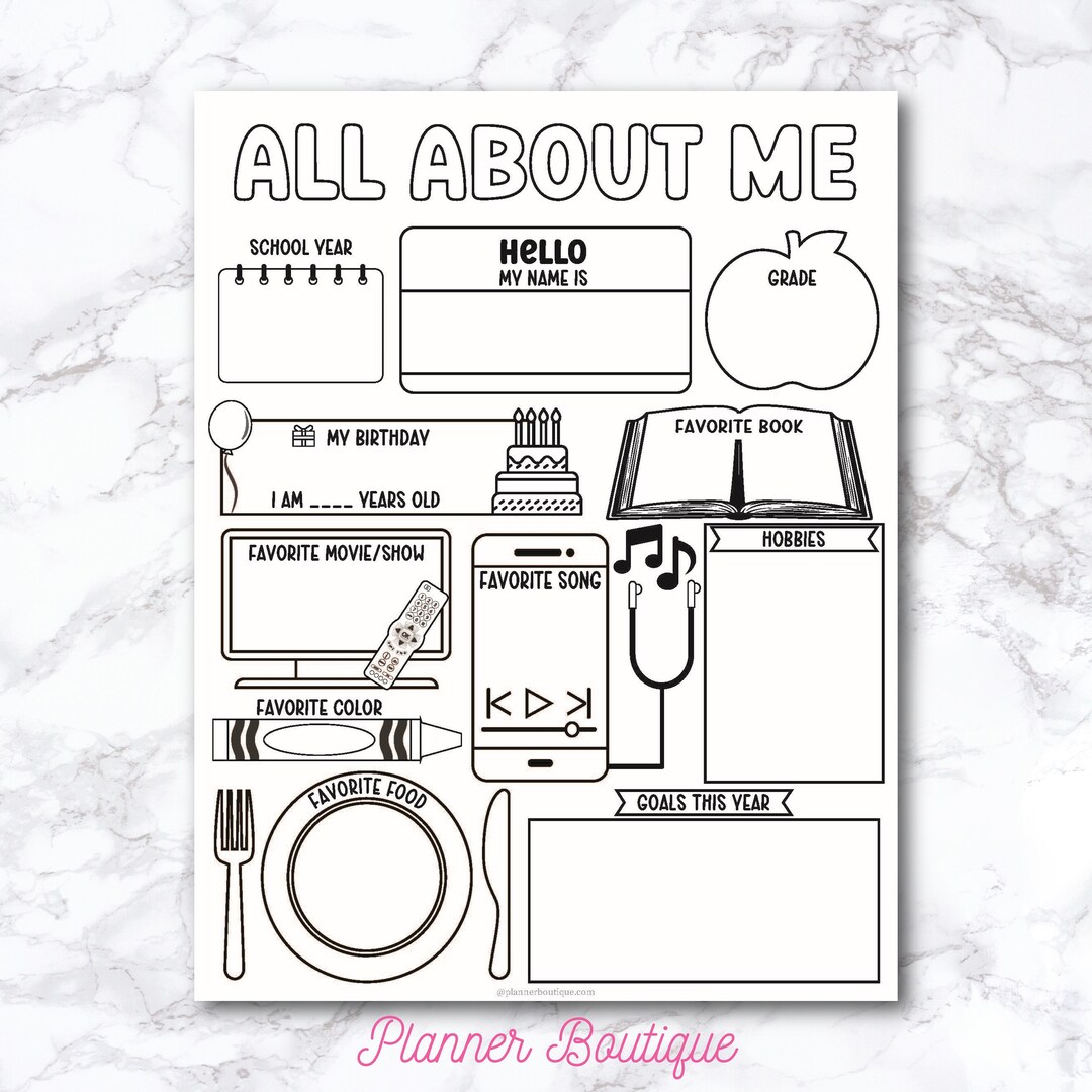 All About Me Activity Introduction Printable for All Ranks Teacher Boys ...
