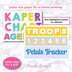 Daisy Kaper Chart: Editable Troop Leader Meeting Display (instant ...