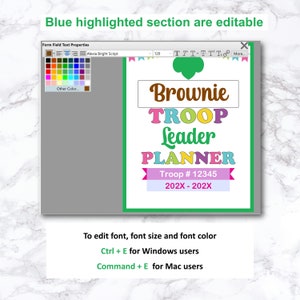Girl Scout Troop Leader Binder Cover, Printable, Fillable, Editable ...