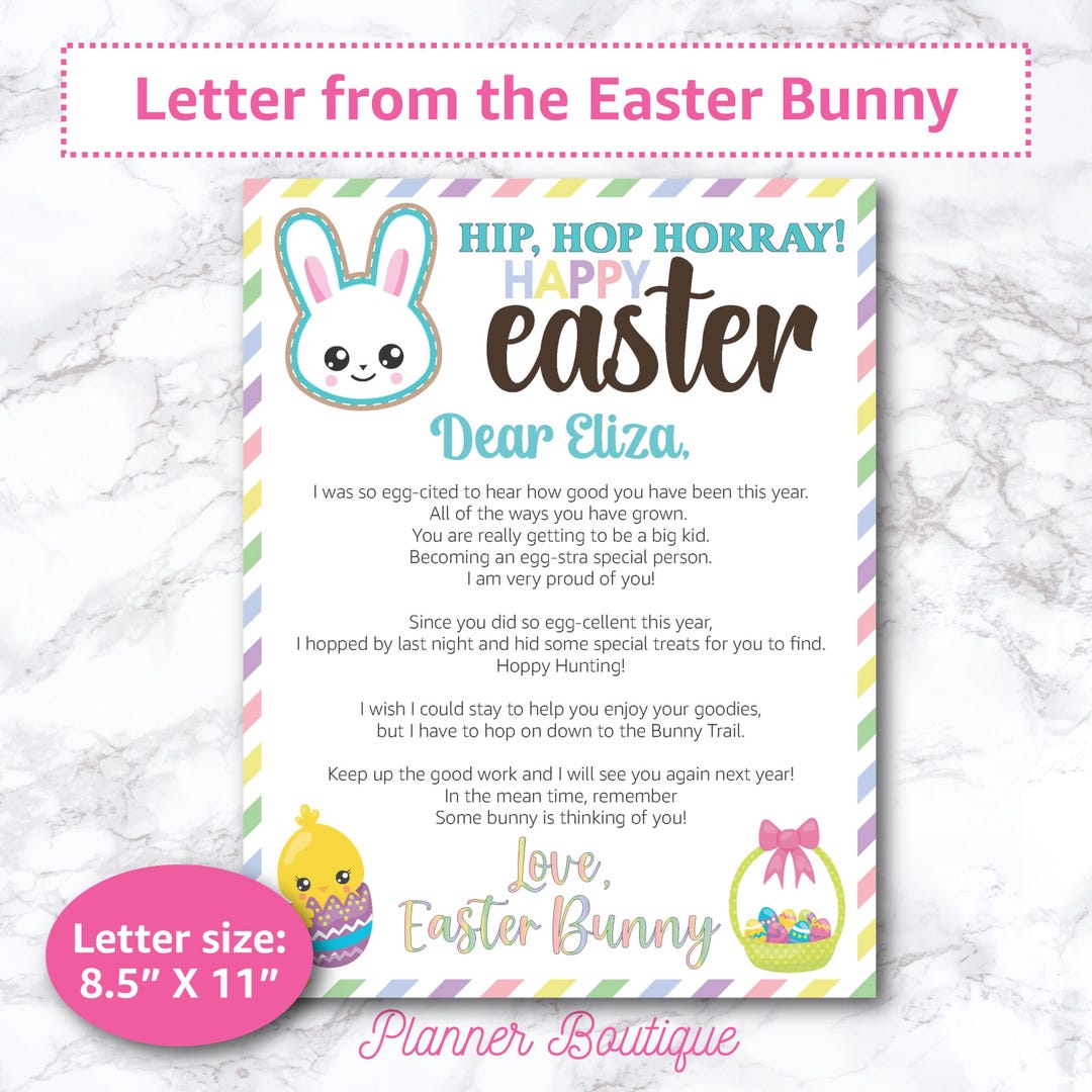 Personalized Easter Bunny Letter: Printable Gift for Kids (digital ...
