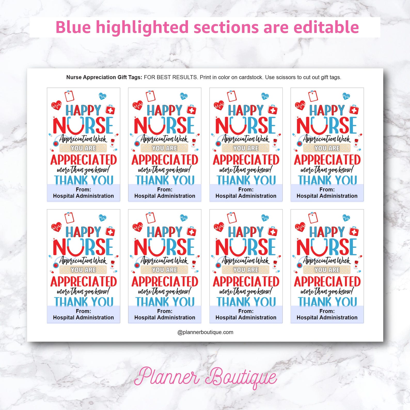 Nurse Appreciation Gift Tags: Personalized Printable (digital Download ...