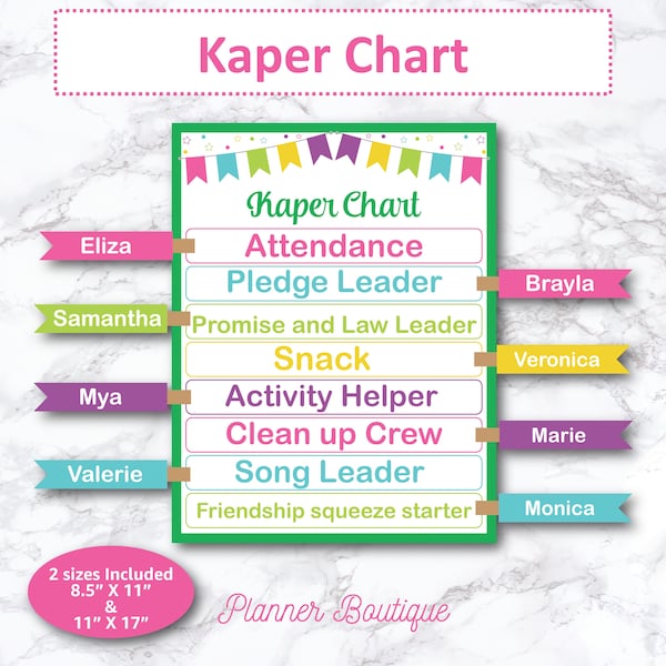 Girl Scout Board and Kaper Chart - Etsy