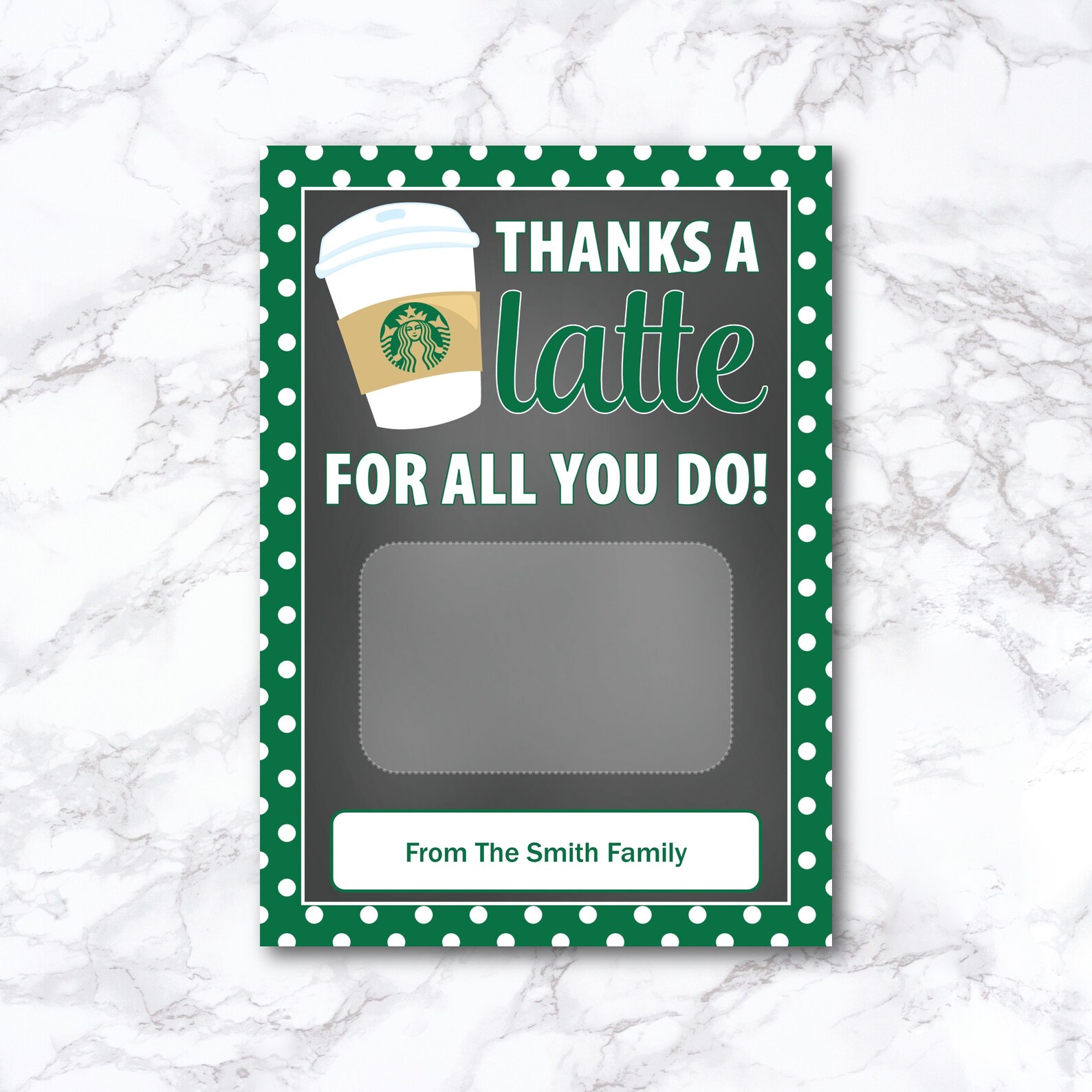PRINTABLE Starbucks Gift Card Holder Teacher Thank You | Etsy