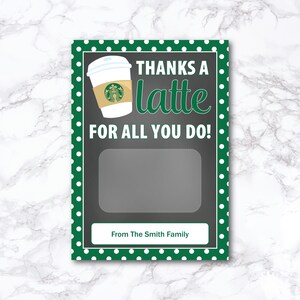 PRINTABLE Starbucks Gift Card Holder, Teacher Thank You, Teacher Gift ...