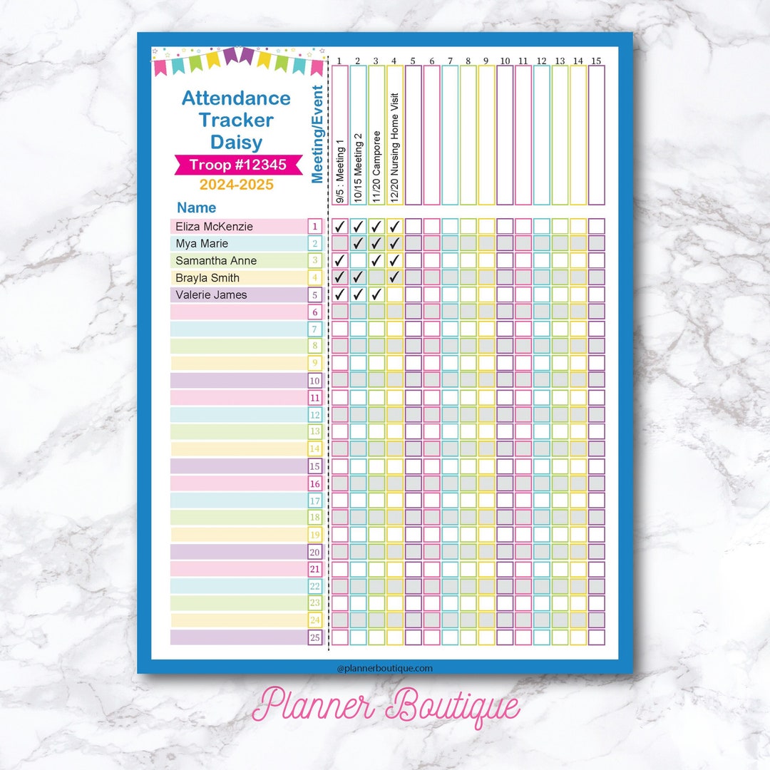 Troop Attendance Tracker: Editable Meeting Sign-in Sheet (digital ...