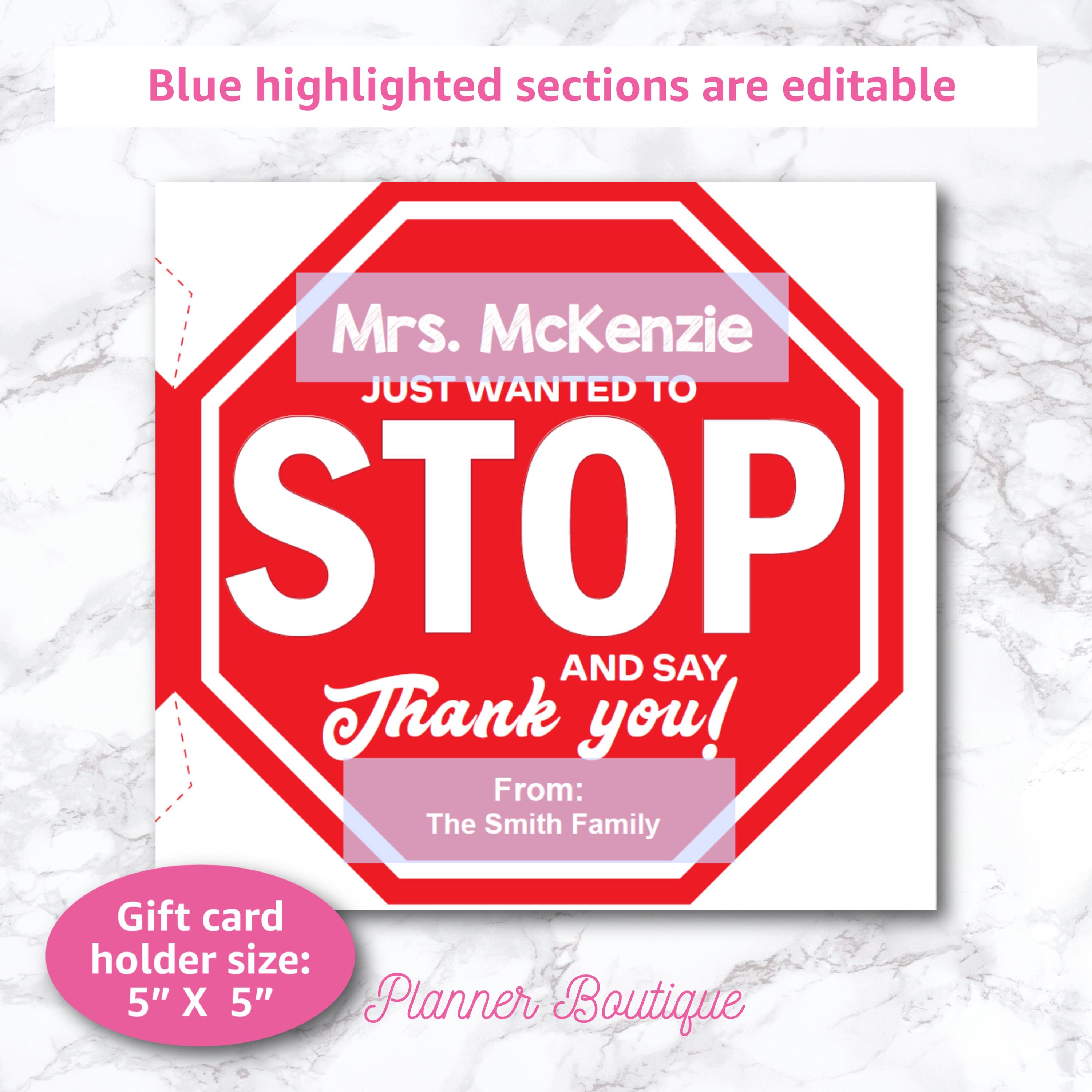 Stop Sign Gift Card Holder: Crossing Guard Teacher Appreciation ...