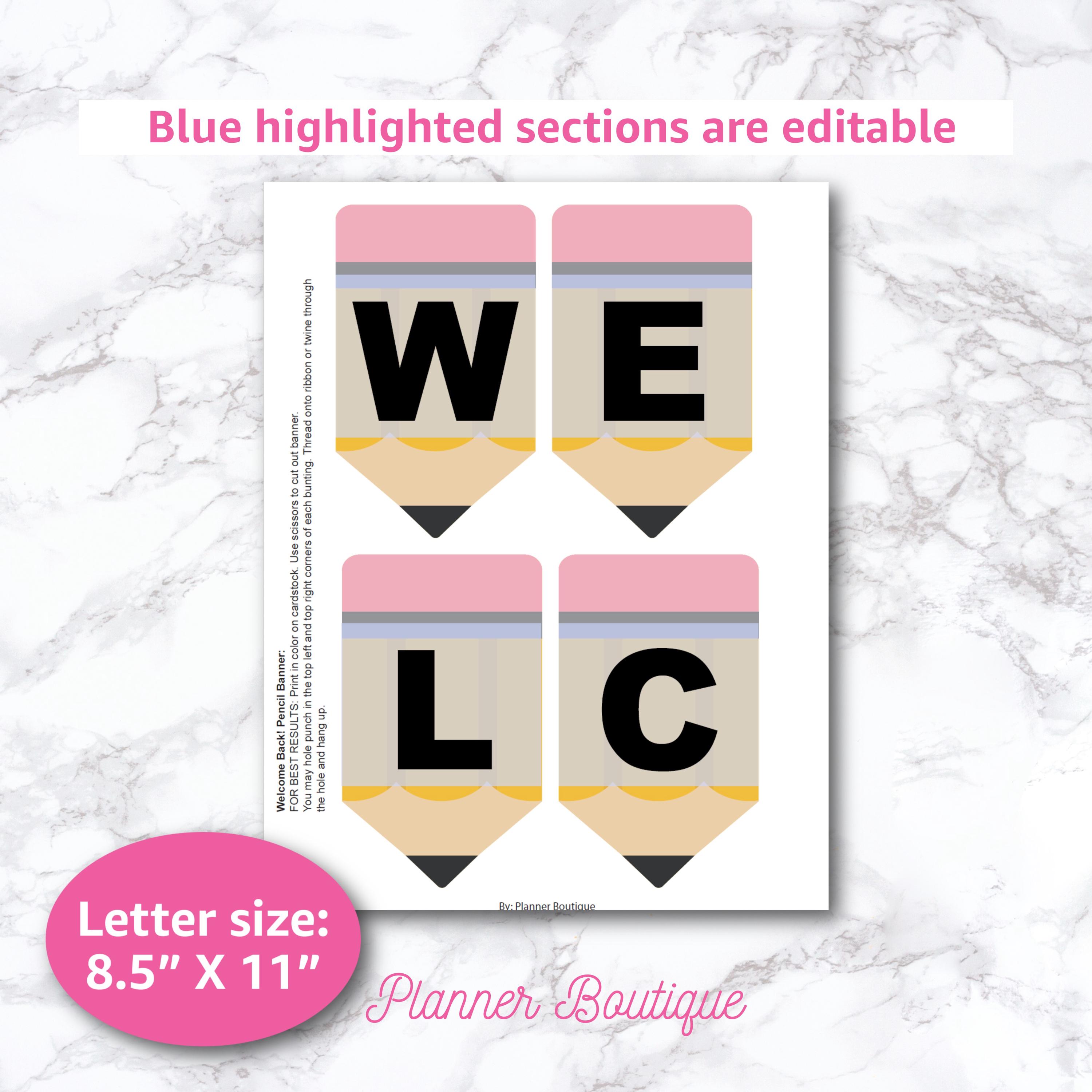 Welcome Back to School Pencil Banner: Classroom Decoration (digital ...