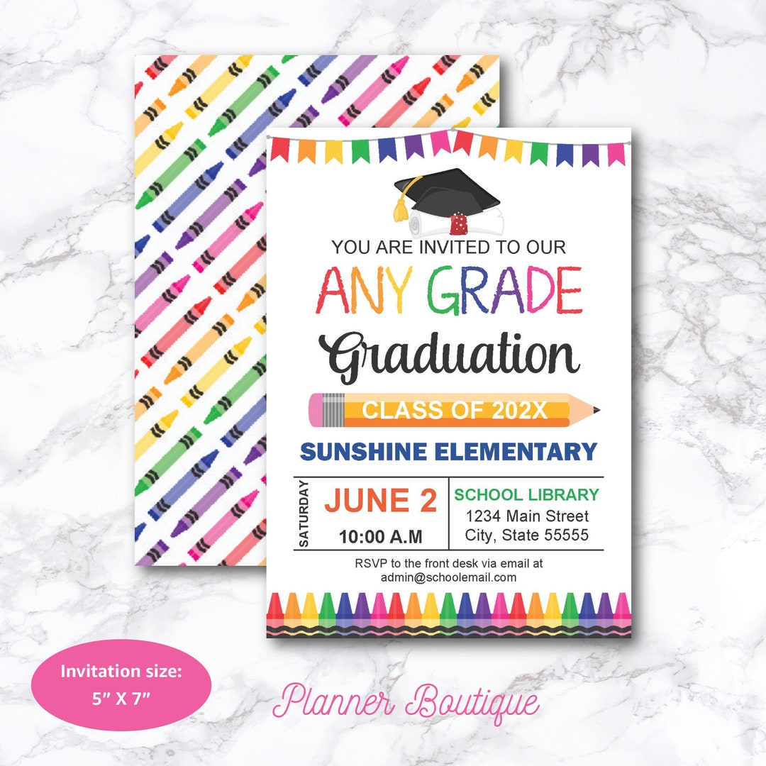 Editable Any Grade Graduation Invitation Promotion Class Ceremony ...