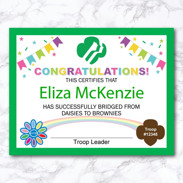 Girl Scout Bridging Certificate - Etsy
