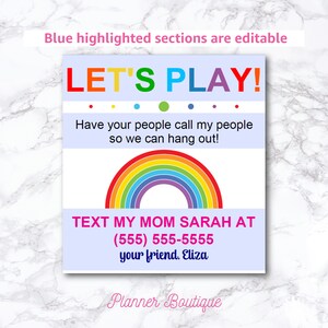 Printable End of School Tags for Kids, Play Date Calling Card, Summer ...