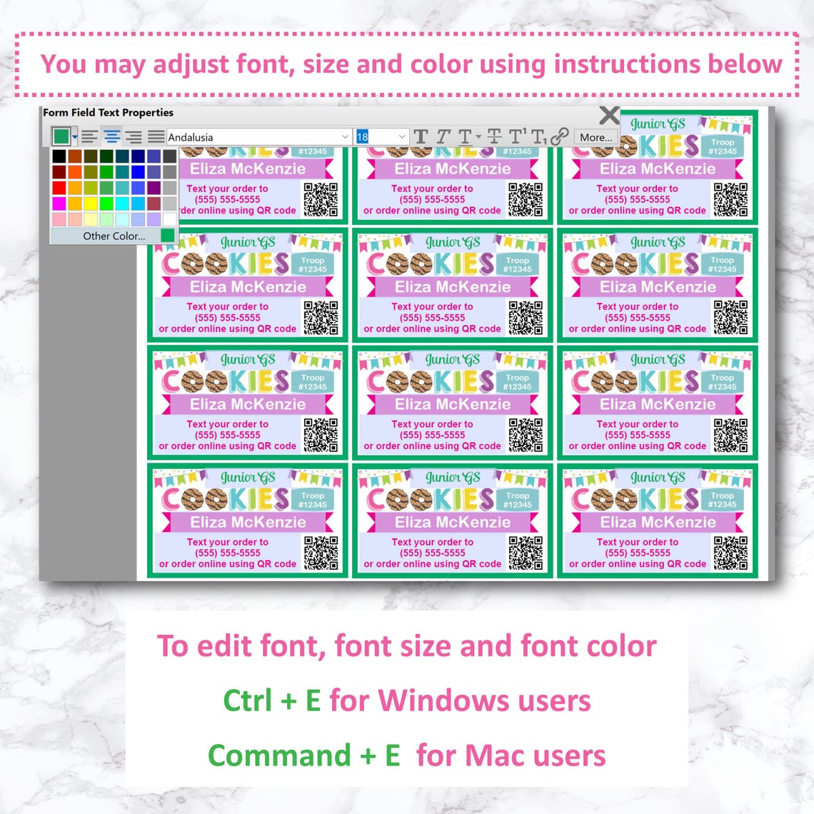 Cookie Fundraiser Business Card With QR Code Green - Etsy