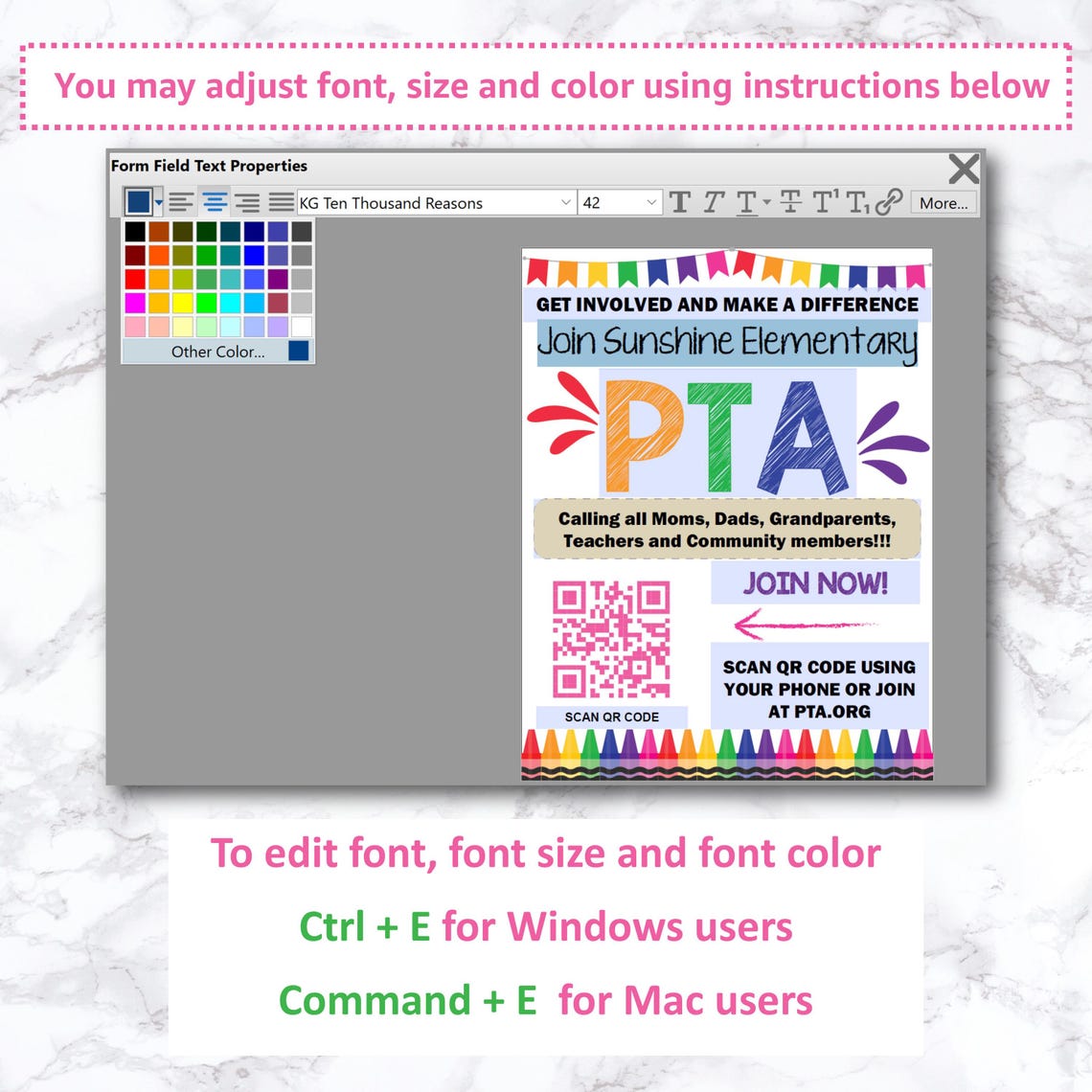 Editable Join PTA PTO Flyer Membership Drive Template With QR Code for ...