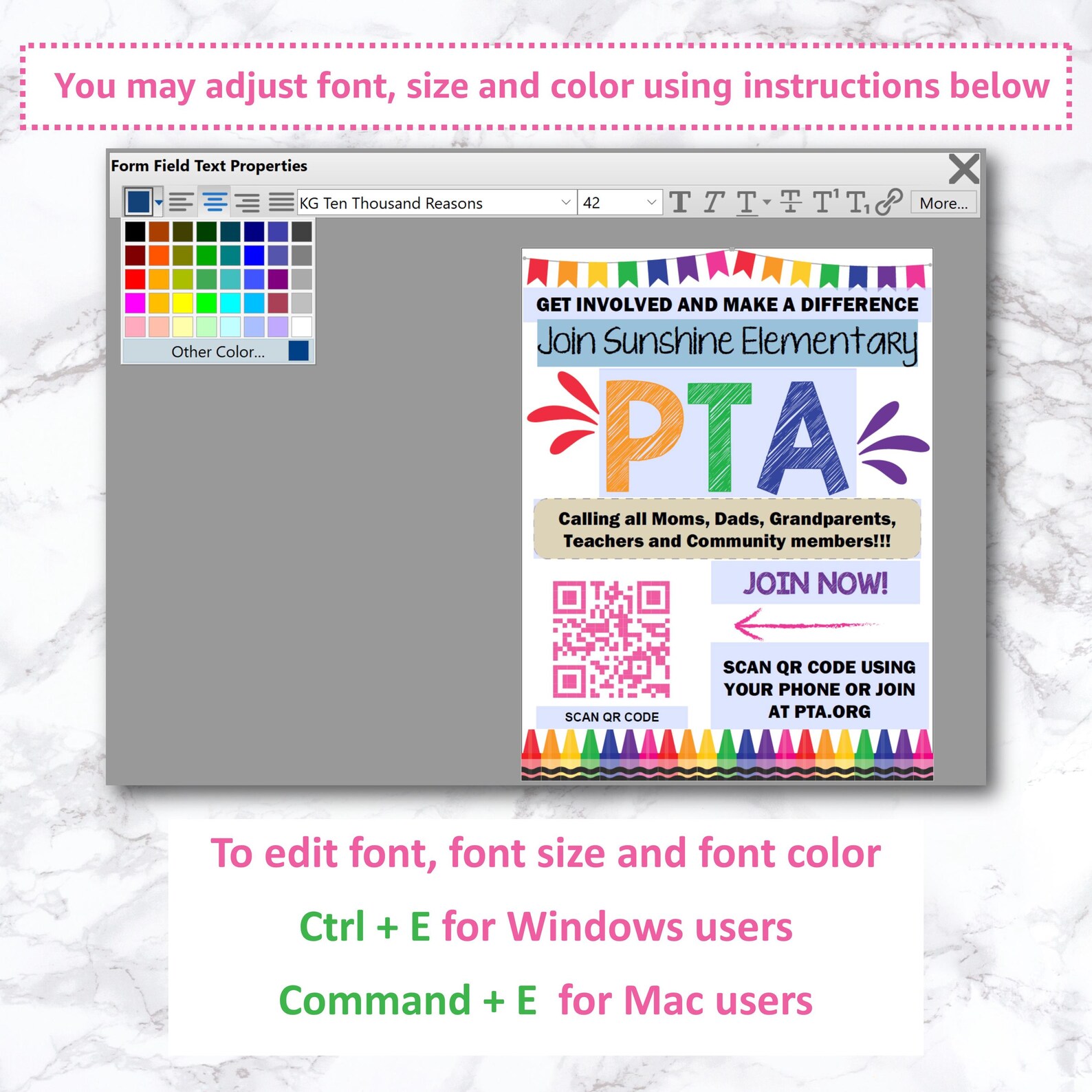 Editable Join PTA PTO Flyer Membership Drive Template With QR Code for ...