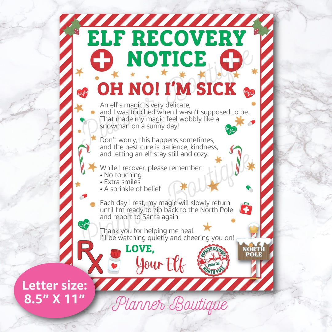 Elf Recovery Notice Letter (instant Download) - Etsy
