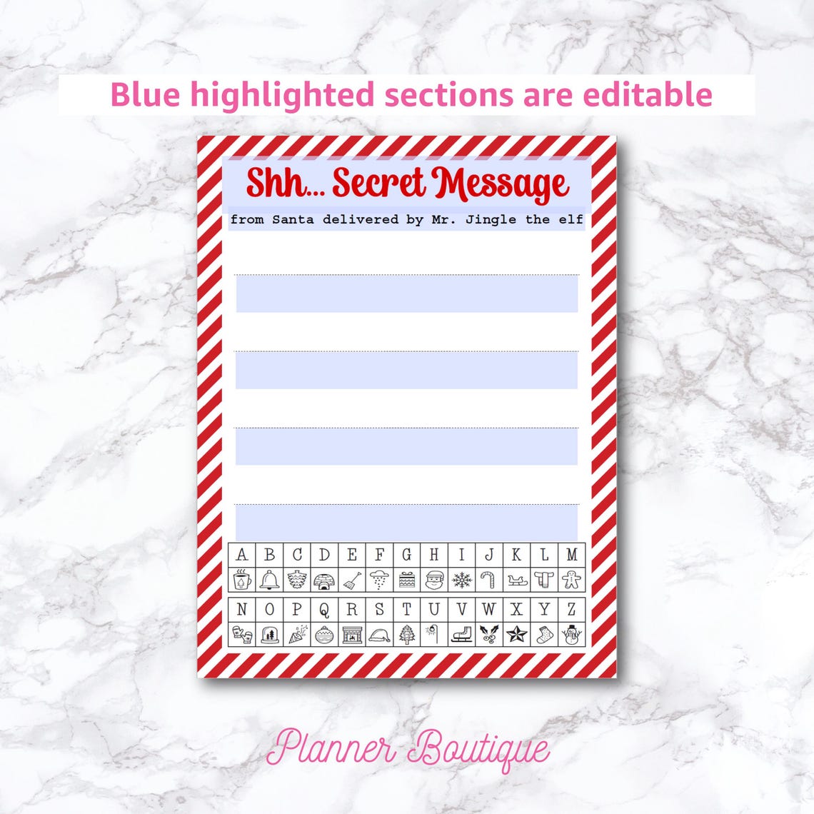 Personalized Santa Secret Message Decoder: Christmas Elf Activity ...