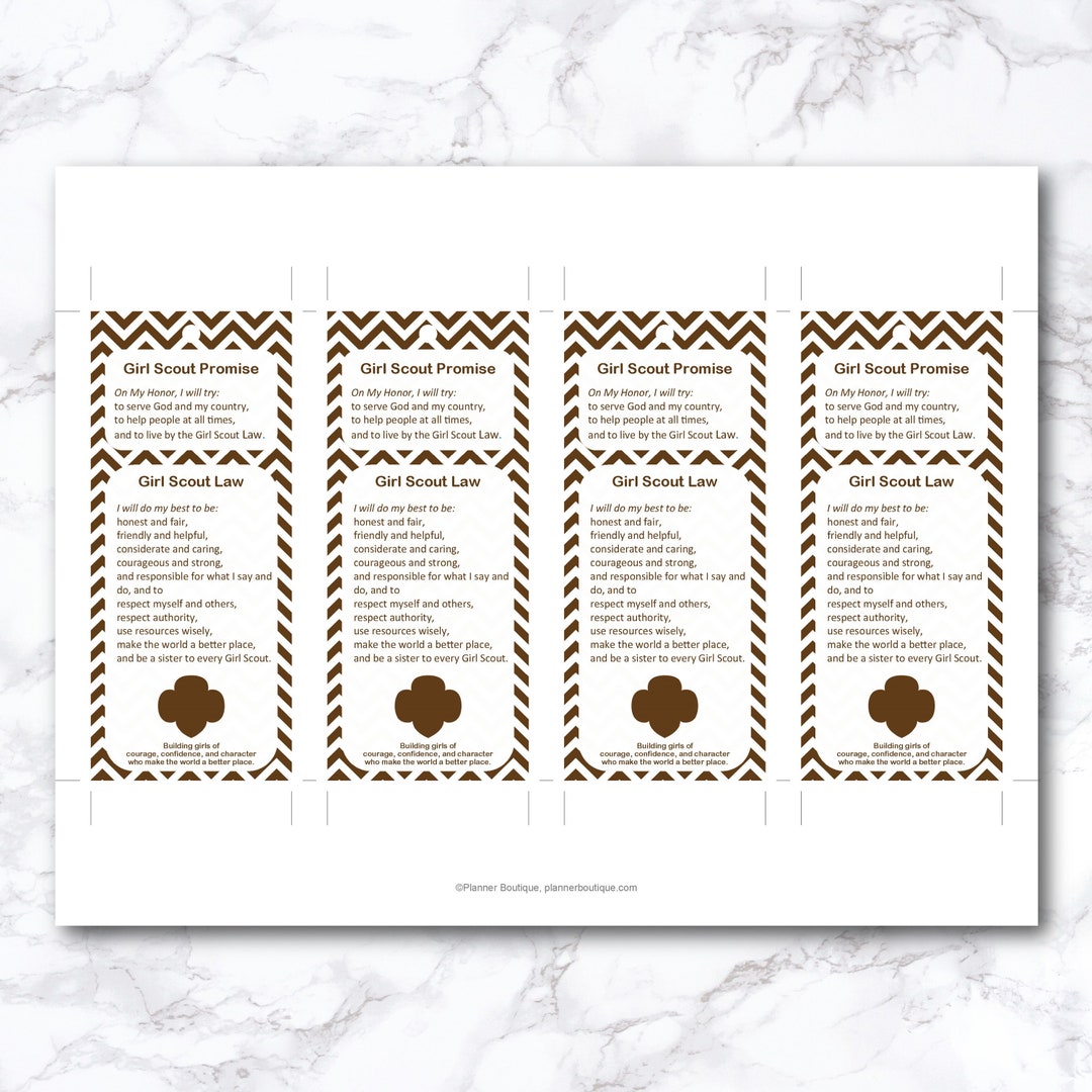 Promessa Girl Scout e segnalibro di legge stampabile Brownie - Etsy Italia