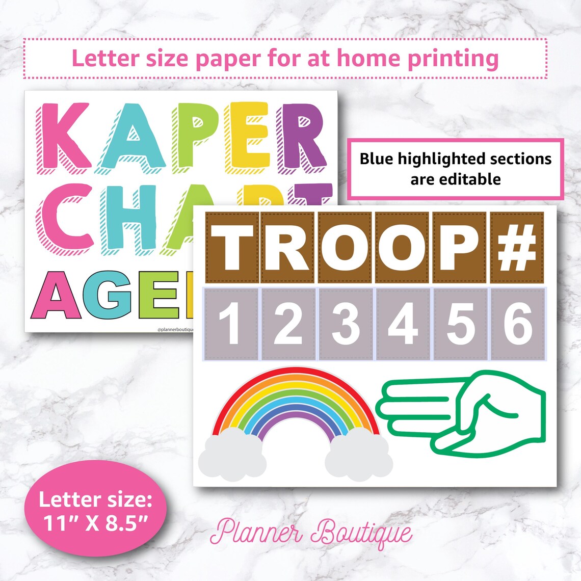 Brownie Kaper Chart: Editable Troop Leader Meeting Display (instant ...