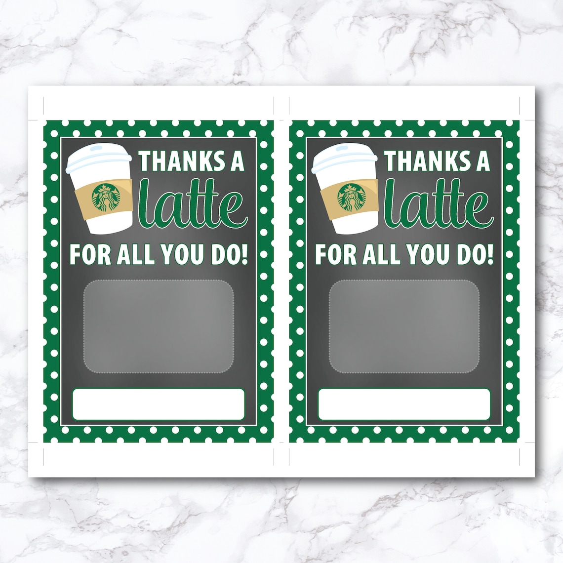 PRINTABLE Starbucks Gift Card Holder Teacher Thank You | Etsy