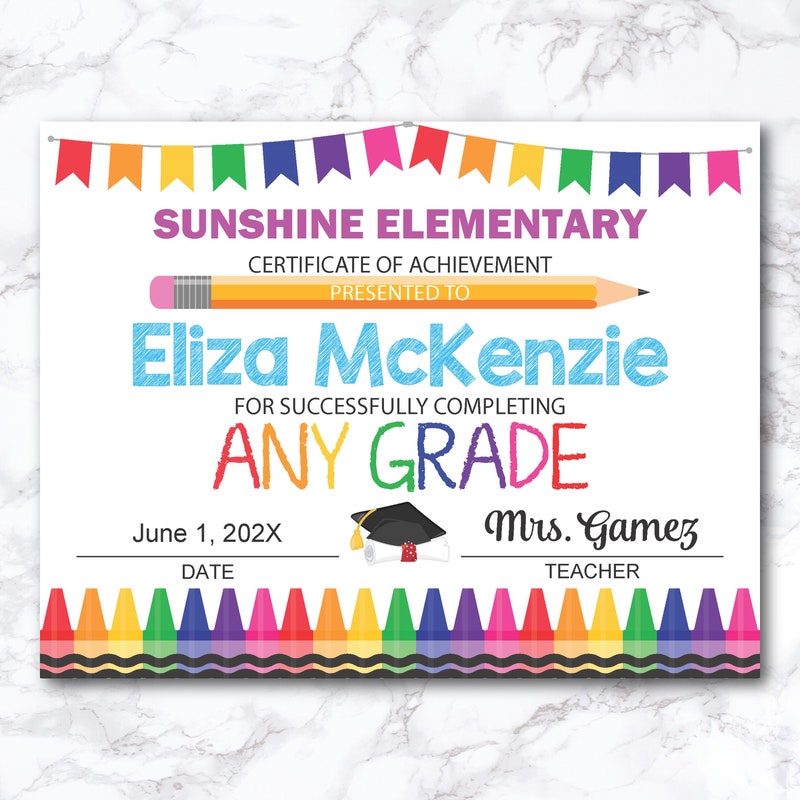 Elementary Graduation Certificate - Etsy