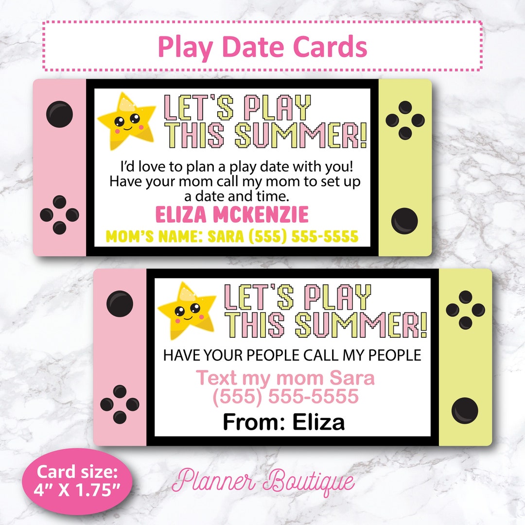 Playdate Calling Cards: Kids Summer Contact (PDF) - Etsy