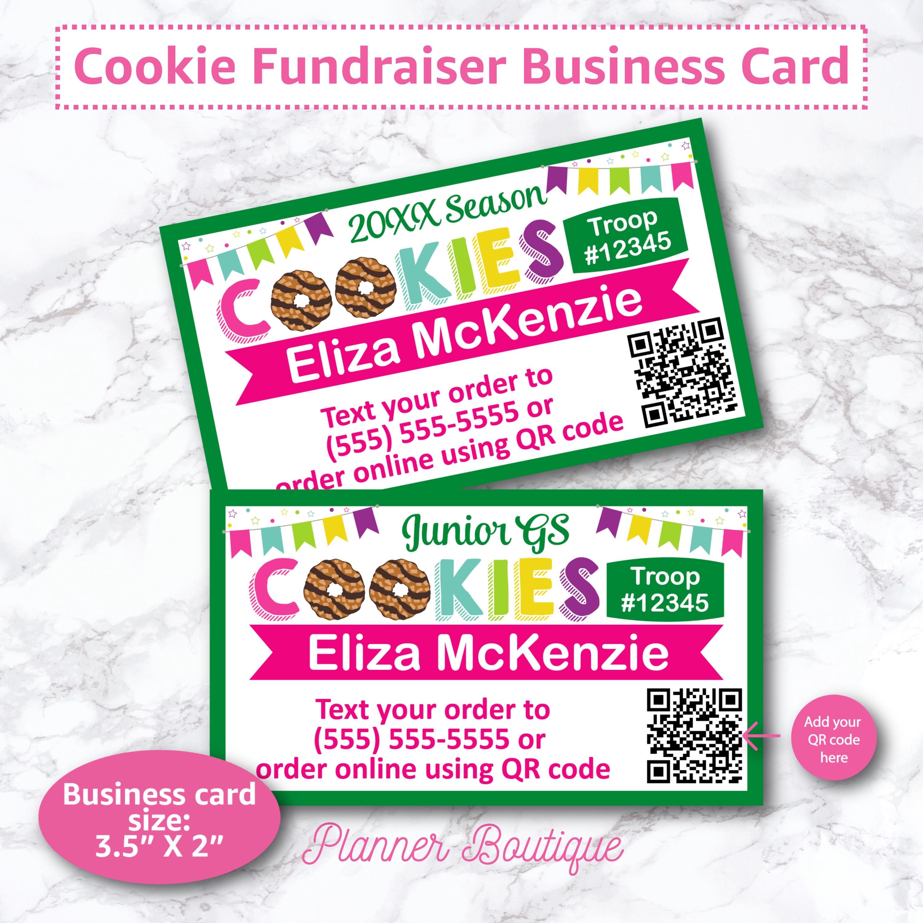 Cookie Fundraiser Business Card With QR Code Green - Etsy