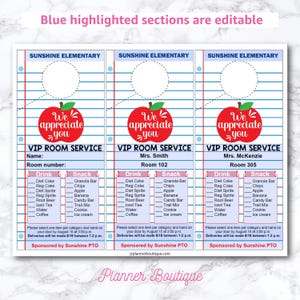 Editable Teacher Room Service Door Hanger Appreciation Week Ideas ...