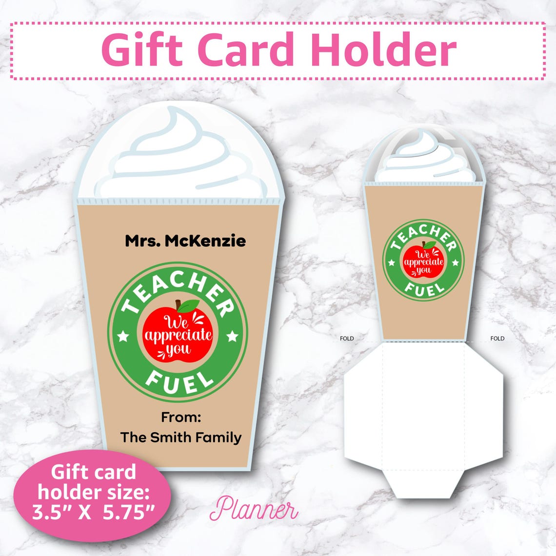 Teacher Appreciation Gift Card Holder: Coffee Cup Design (digital ...