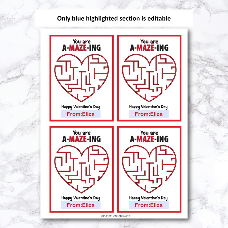 Maze Kids Valentines Printable, Editable School Valentine (instant ...