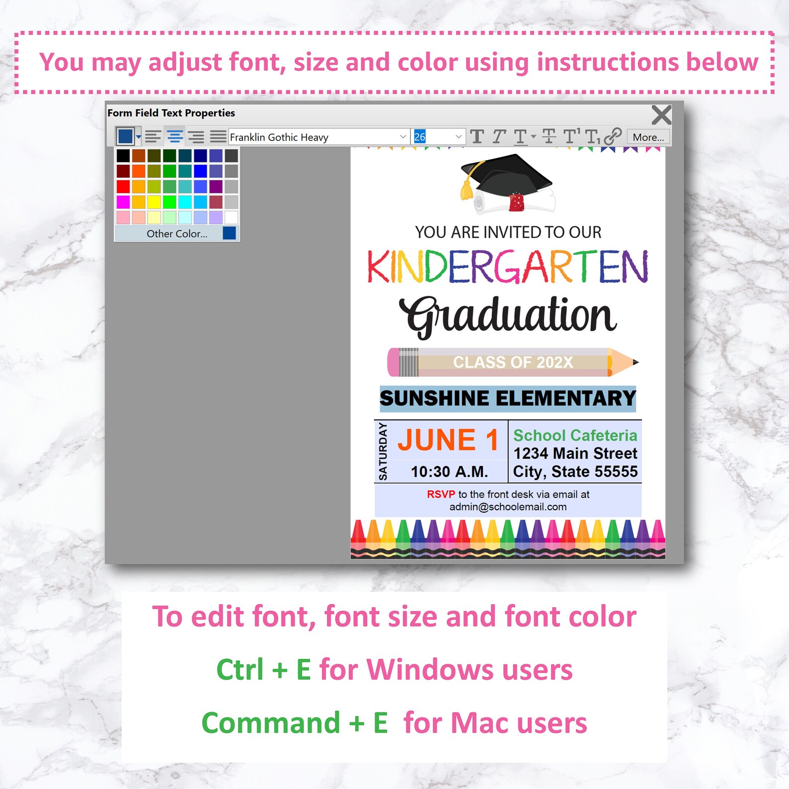 Kindergarten Graduation Invitation Template (digital Download) - Etsy