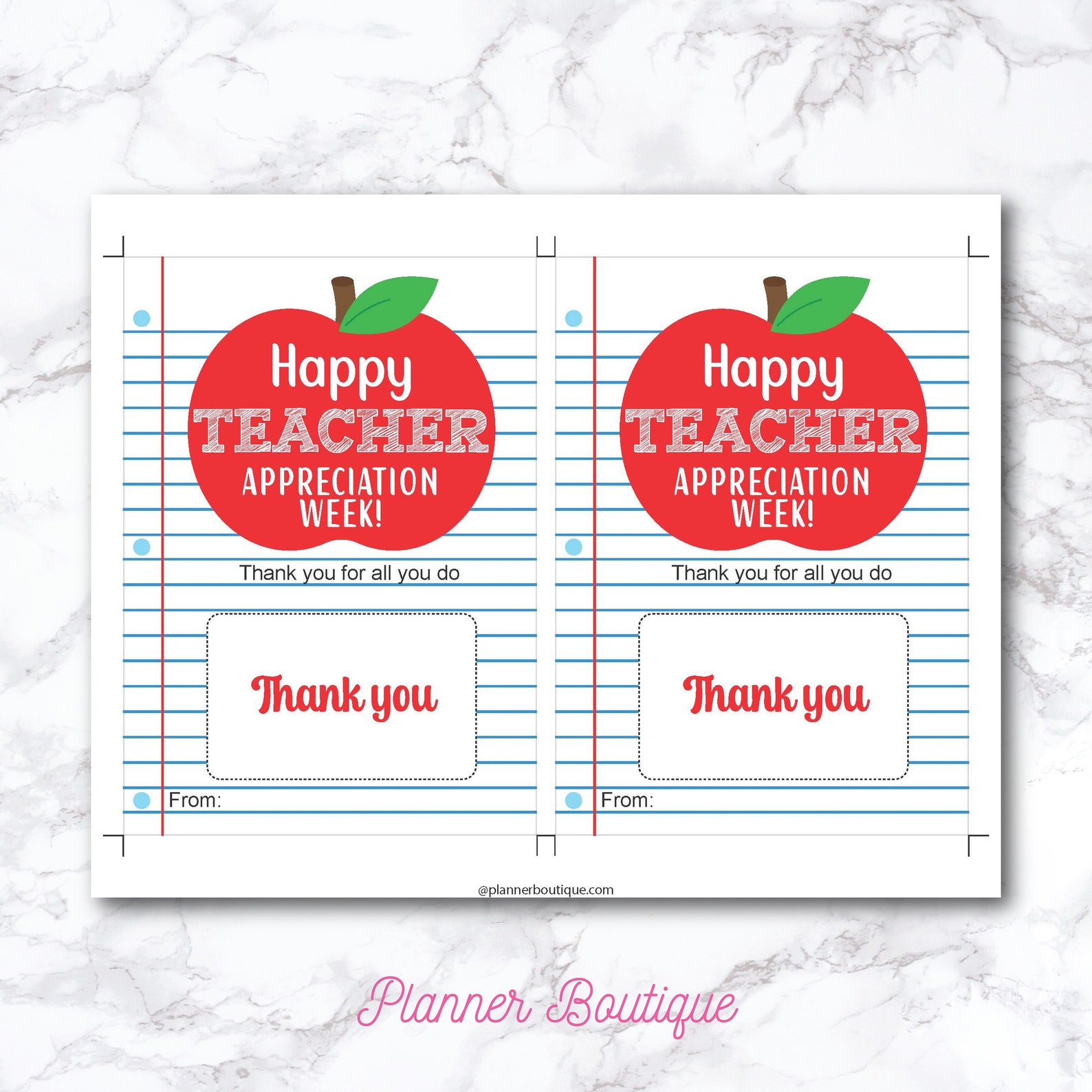 Teacher Appreciation Gift Card Holder: Apple Design (digital Download ...