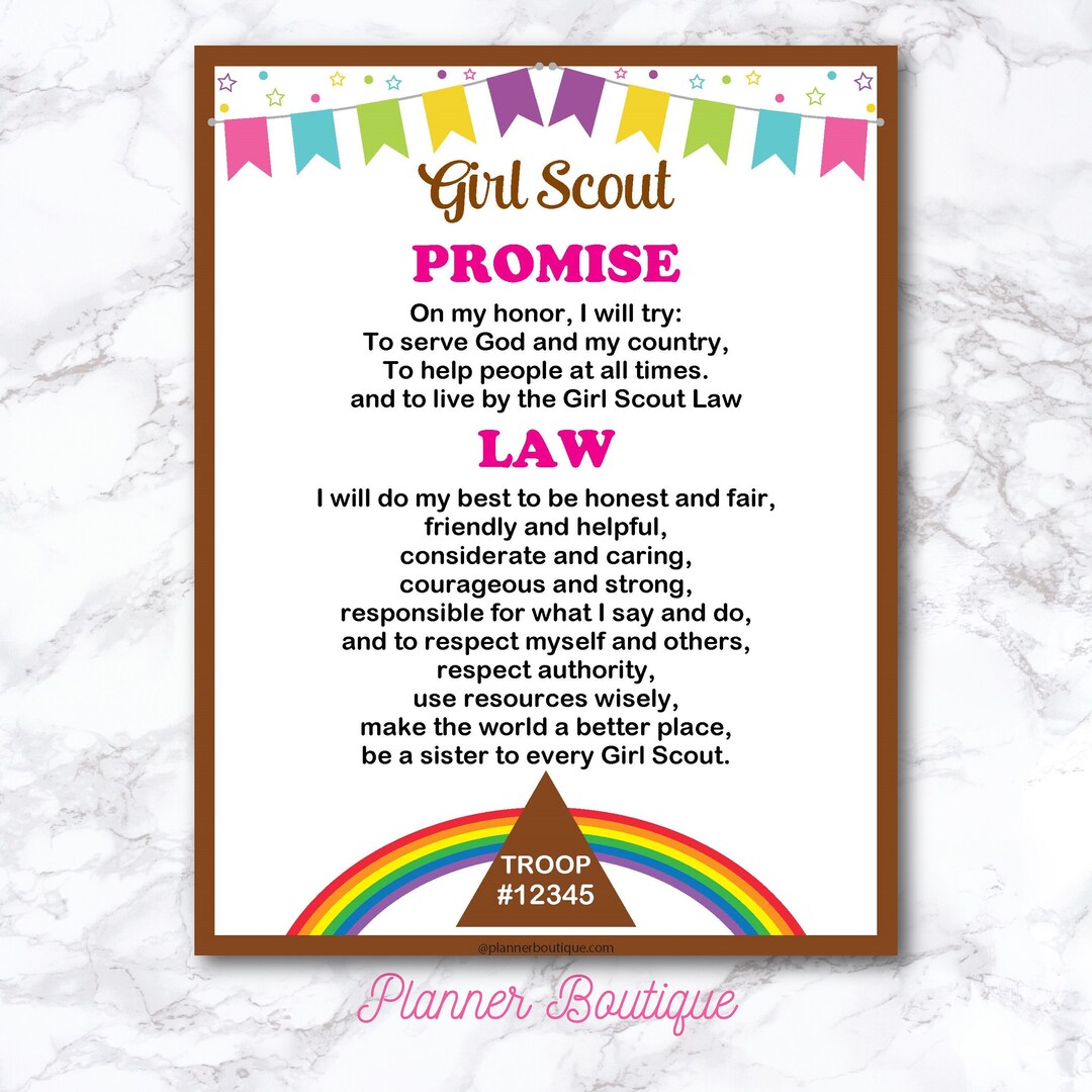 Editable Scout Promise and Law Poster for Troop Make New Friends' Song ...