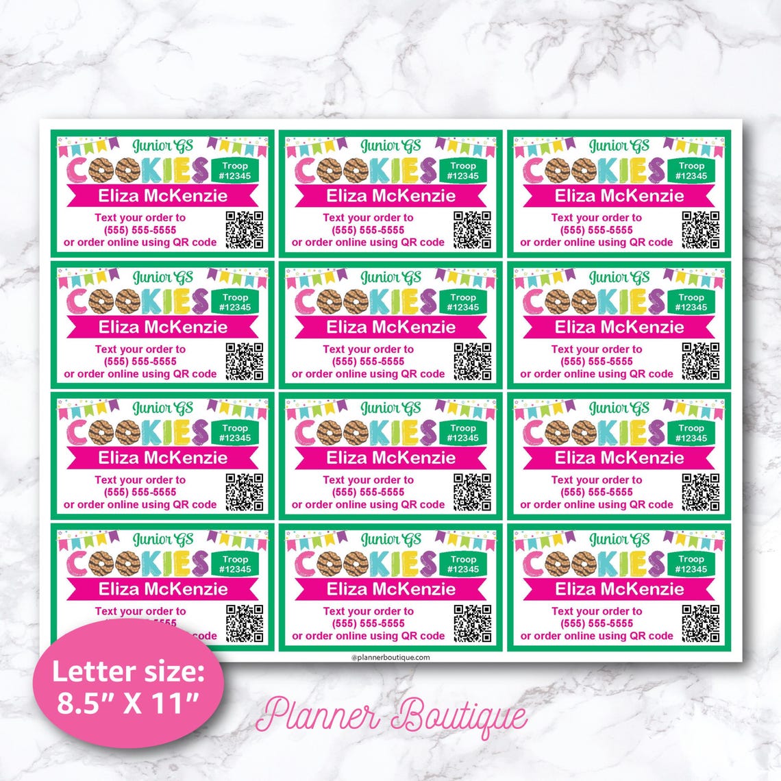 Cookie Fundraiser Business Card With QR Code Green - Etsy