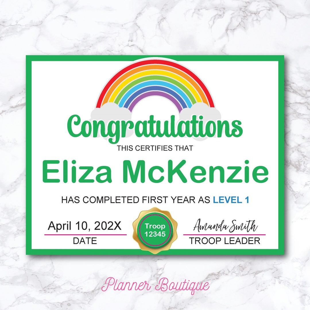 Bridging Certificate All Levels Girl Daisy to Brownie to Junior to ...