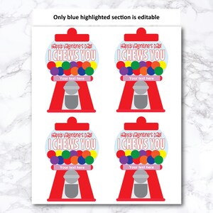 Gumball Machine Valentine Printable, Gum, Kids' Valentine, School ...