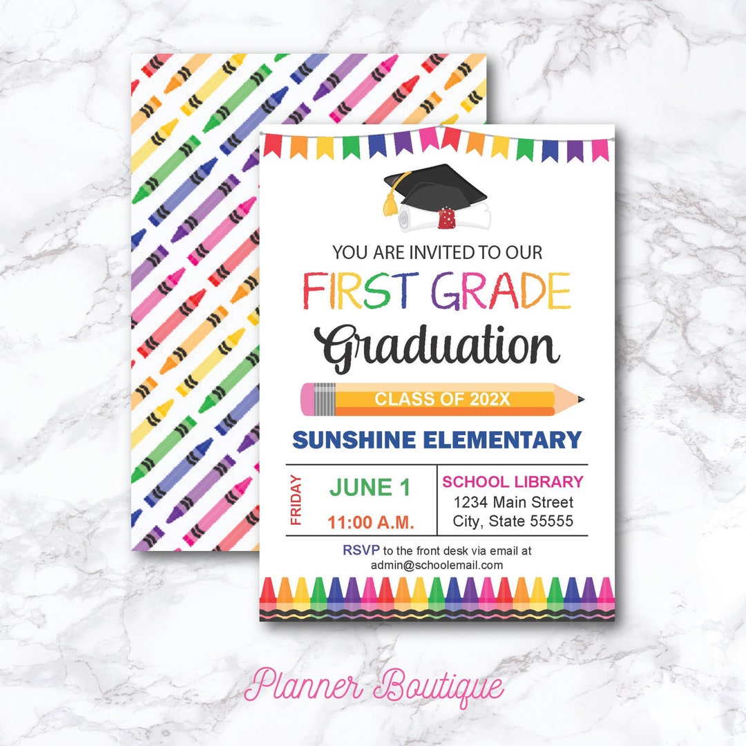 First Grade Graduation Invitation Editable 1st Grade Class Ceremony ...