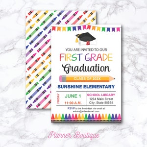 First Grade Graduation Invitation Template (digital Download) - Etsy