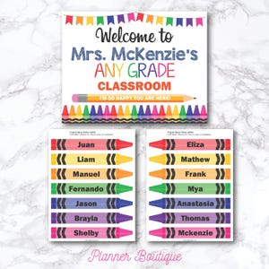 Classroom Welcome Sign Crayon Theme Door Banner Bunting Teacher Class ...