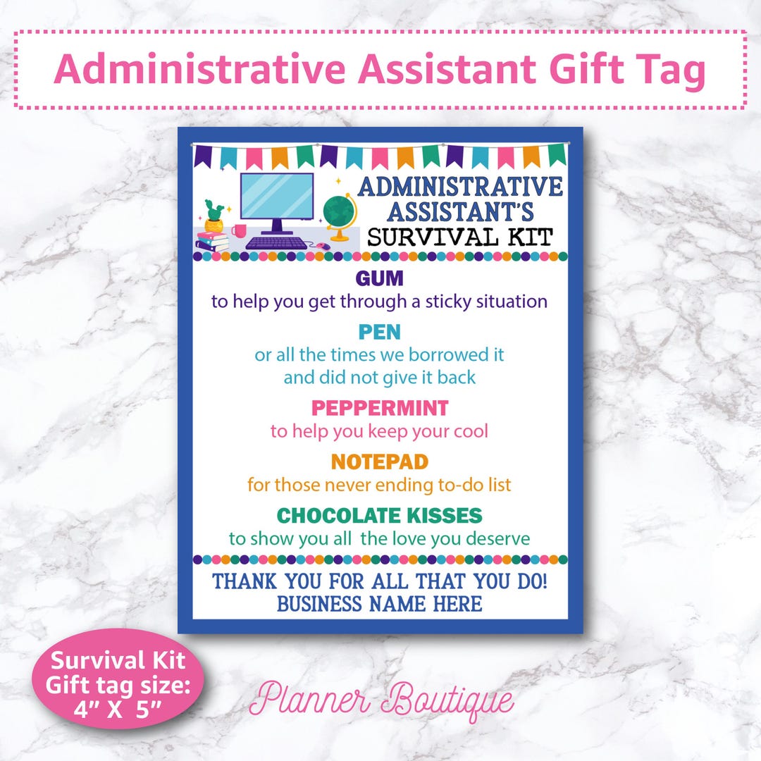 Administrative Assistant Survival Kit Gift Tag Secretary Professional's ...