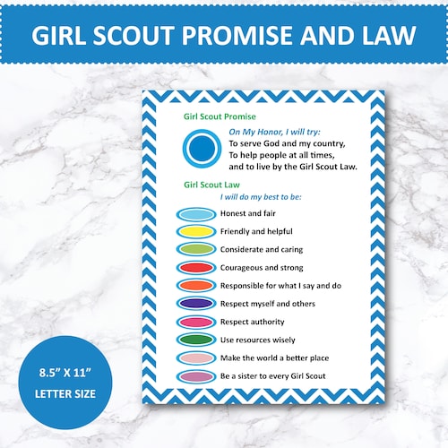 Girl Scout Promise and Law Daisy Flower Printable - Etsy