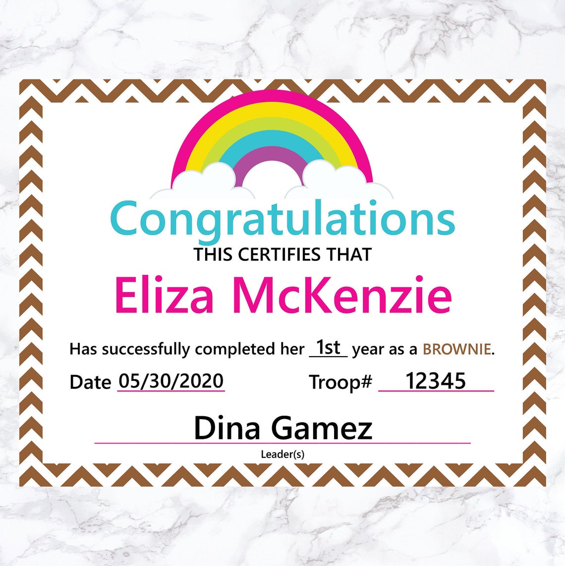 Girl Scout End of Year Certificate Girl Scout End of Year - Etsy