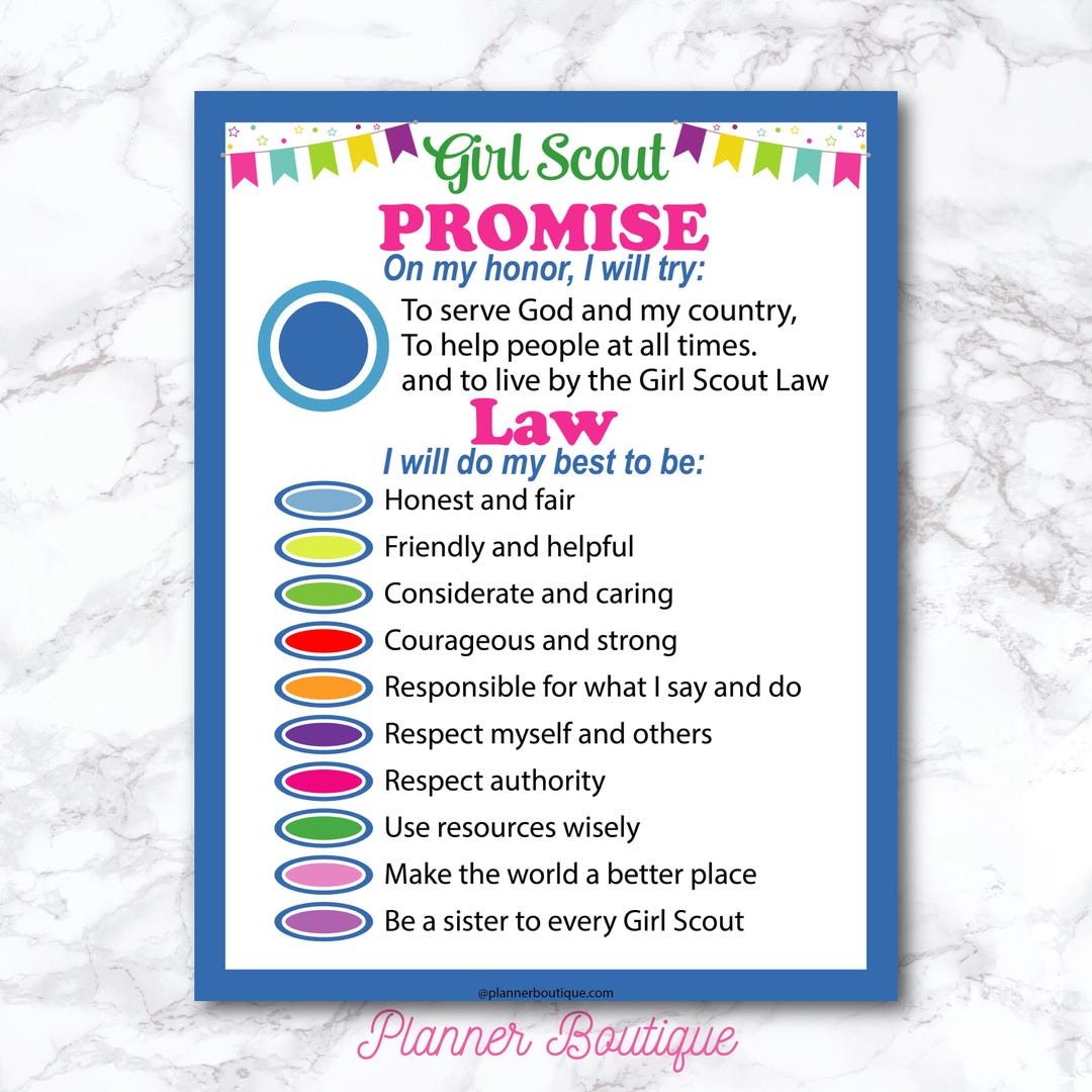 Printable Daisy Petals Girl Promise and Law Daisies Poster Sign Troop ...