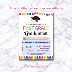First Grade Graduation Invitation Editable 1st Grade Class Ceremony ...