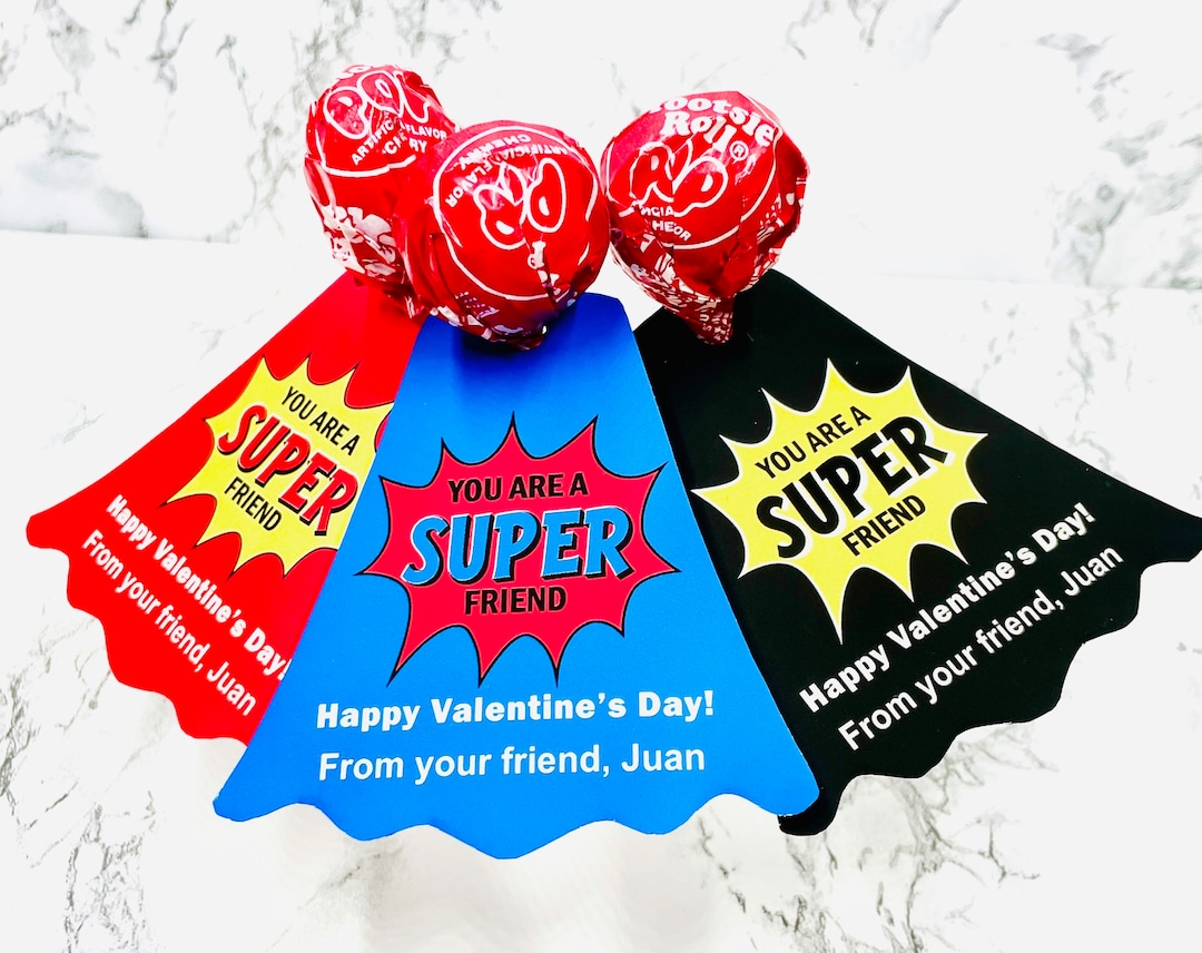 Superhero Lollipop Valentine Cards: Classroom Exchange (digital ...