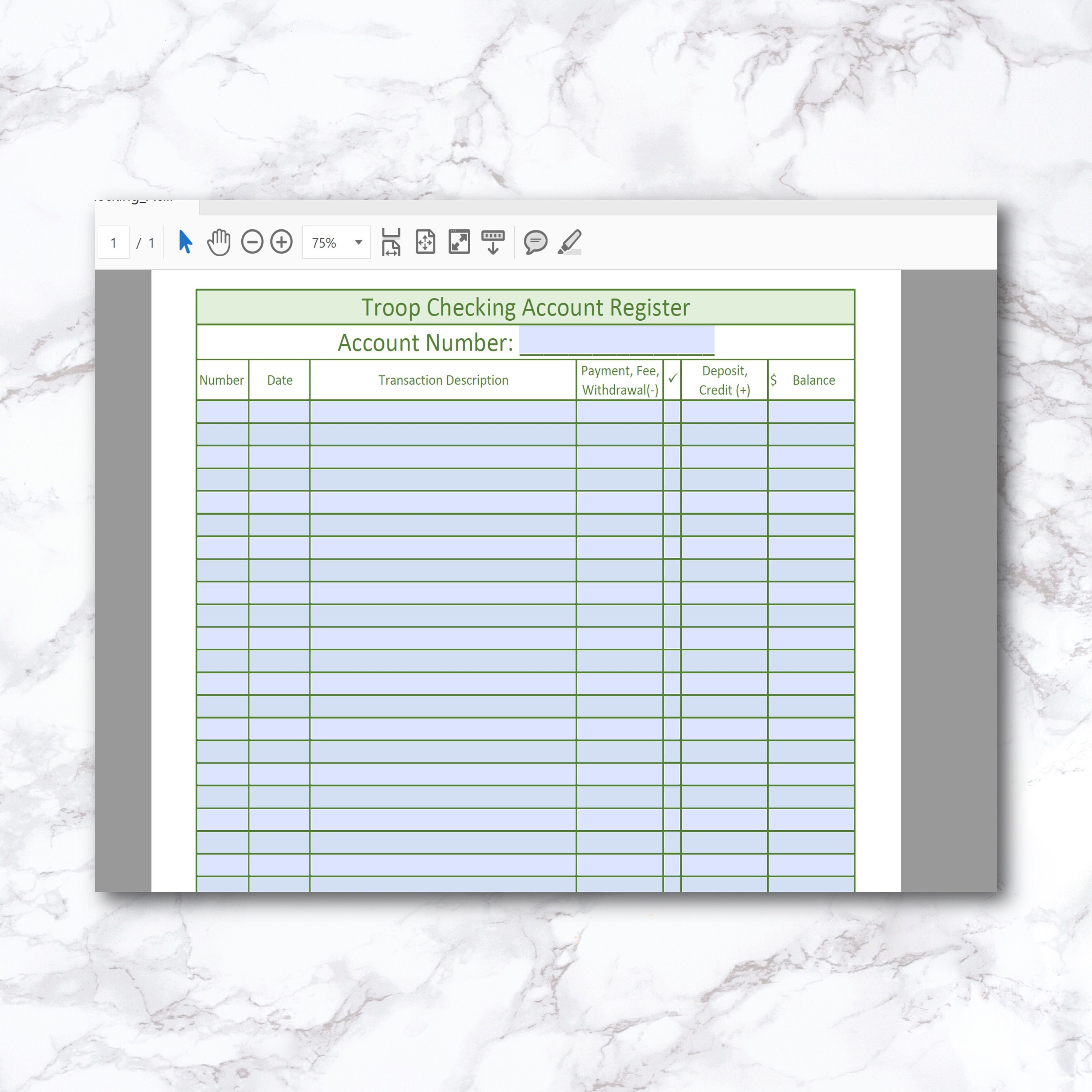 Checking Account Register, Troop Logs (editable PDF) - Etsy