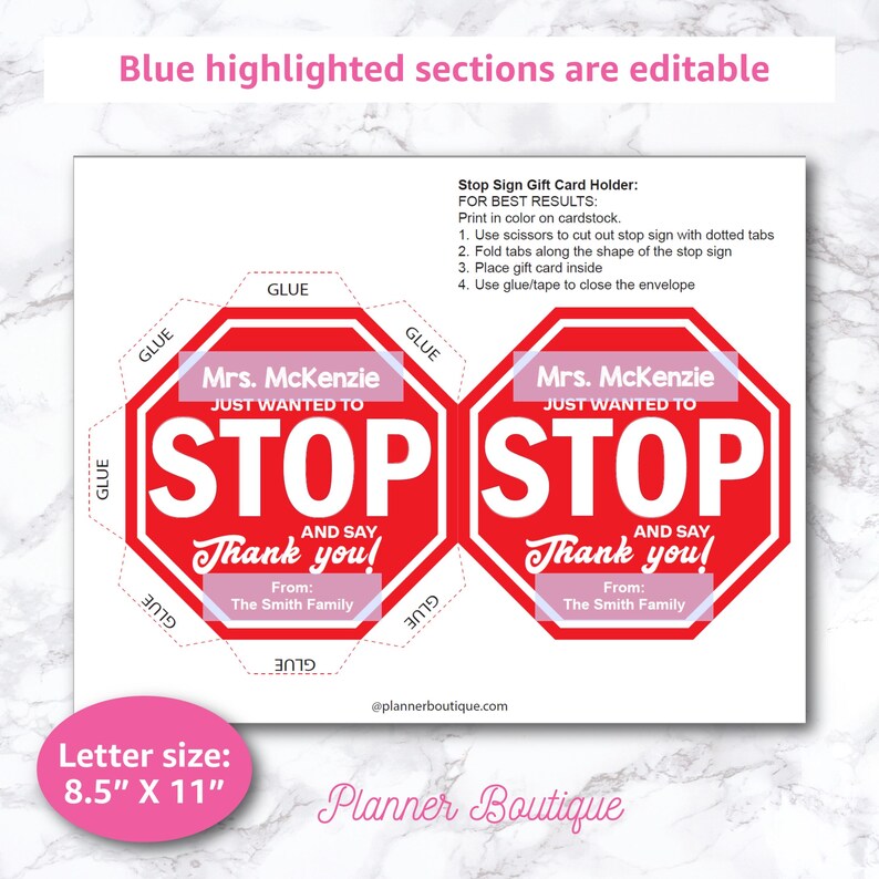 Stop Sign Gift Card Holder: Crossing Guard Teacher Appreciation ...