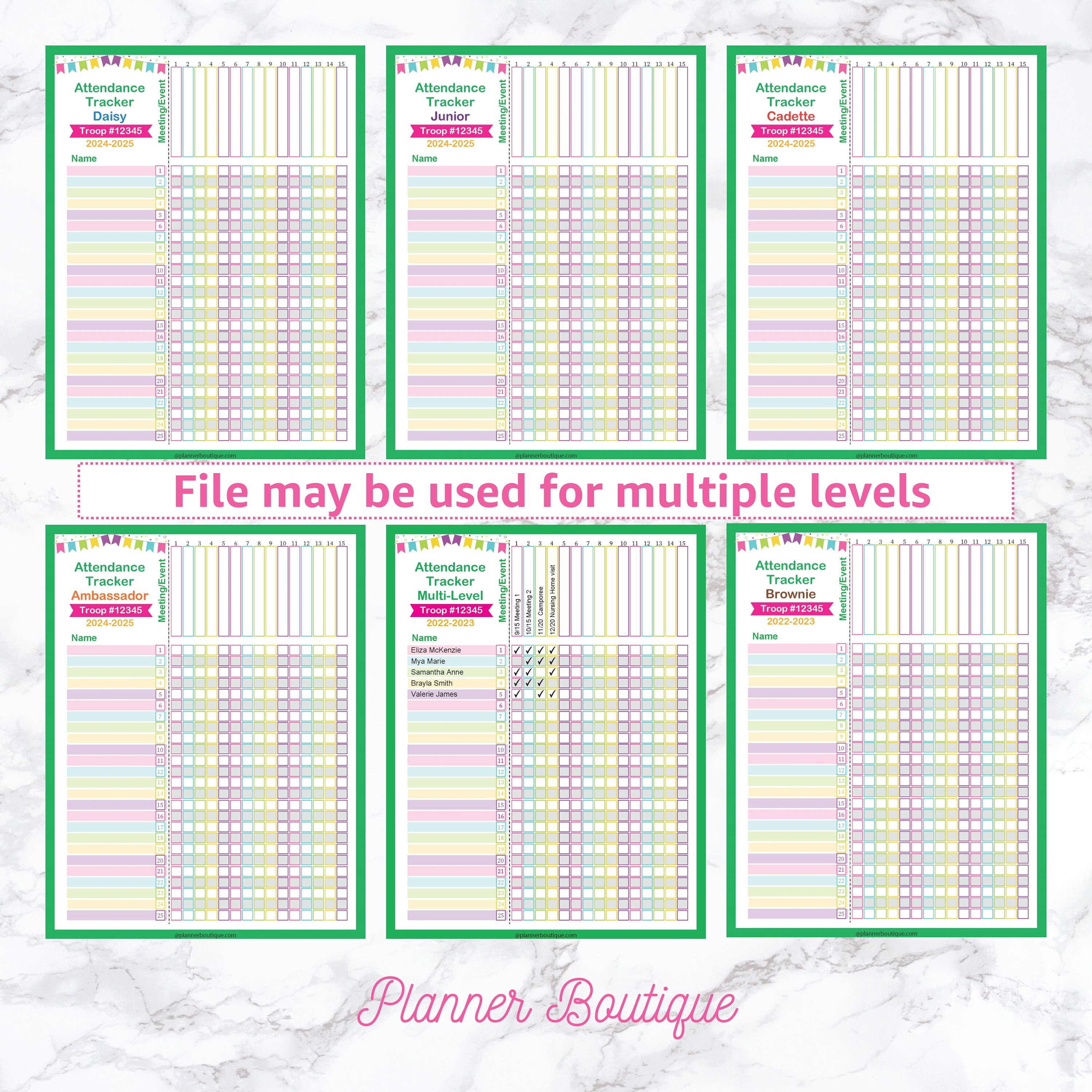 Attendance Tracker: Printable Troop Meeting Leader Sign-in Sheet (PDF ...